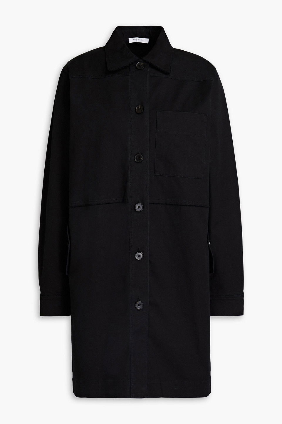 NINETY PERCENT Nelly Organic Stretch-Cotton Twill Coat in Black | endource