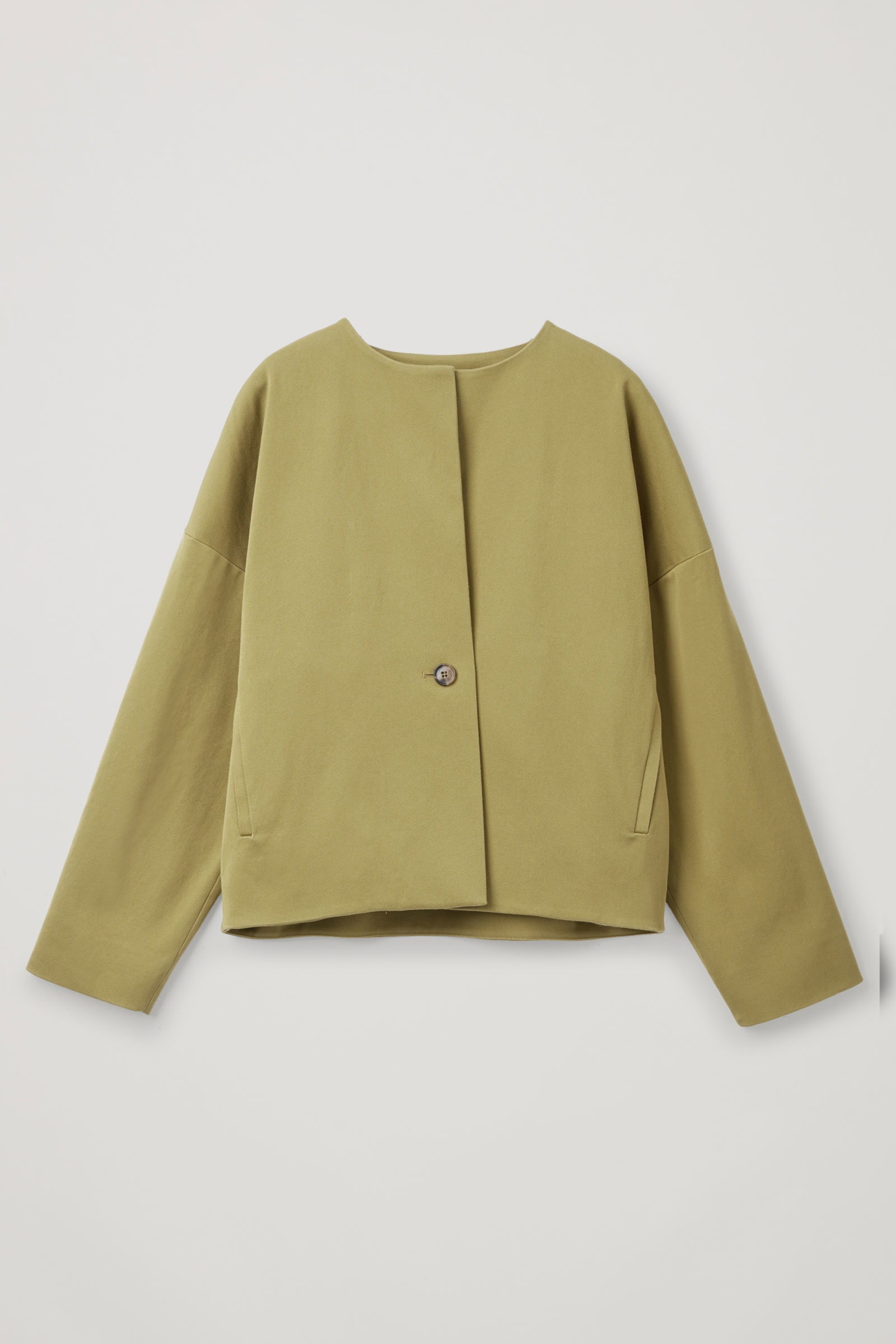 COS Boxy A-Line Cotton Jacket in Olive green | endource