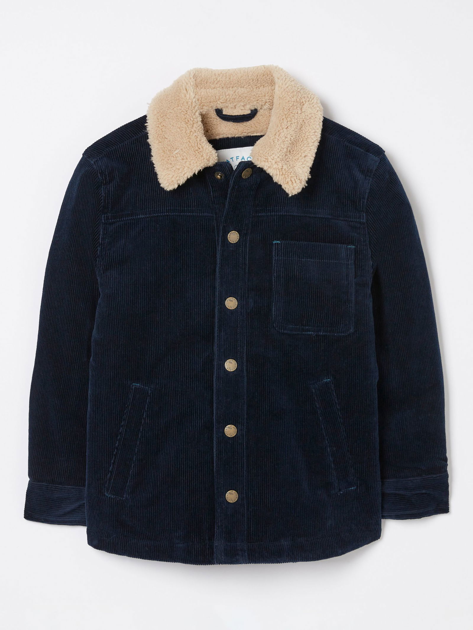 FATFACE Kids' Corduroy Fleece Collar Shacket in Navy | endource