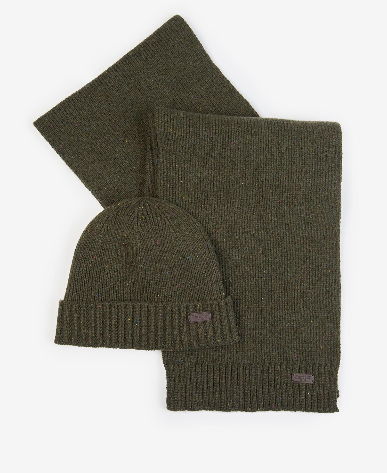 BARBOUR Carlton Fleck Beanie & Scarf Gift Set in Navy | Endource
