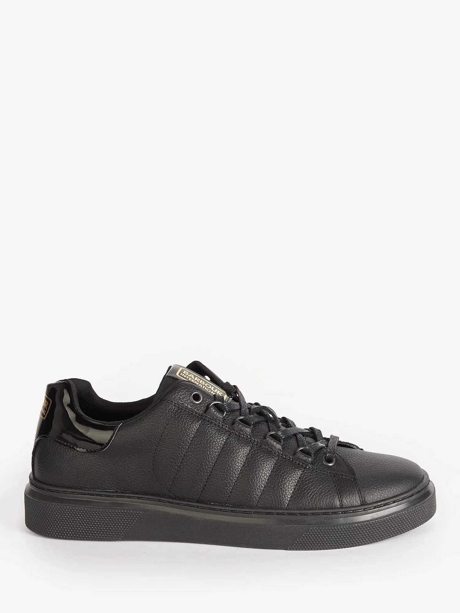 BARBOUR Leather Strike Trainers in Black | endource