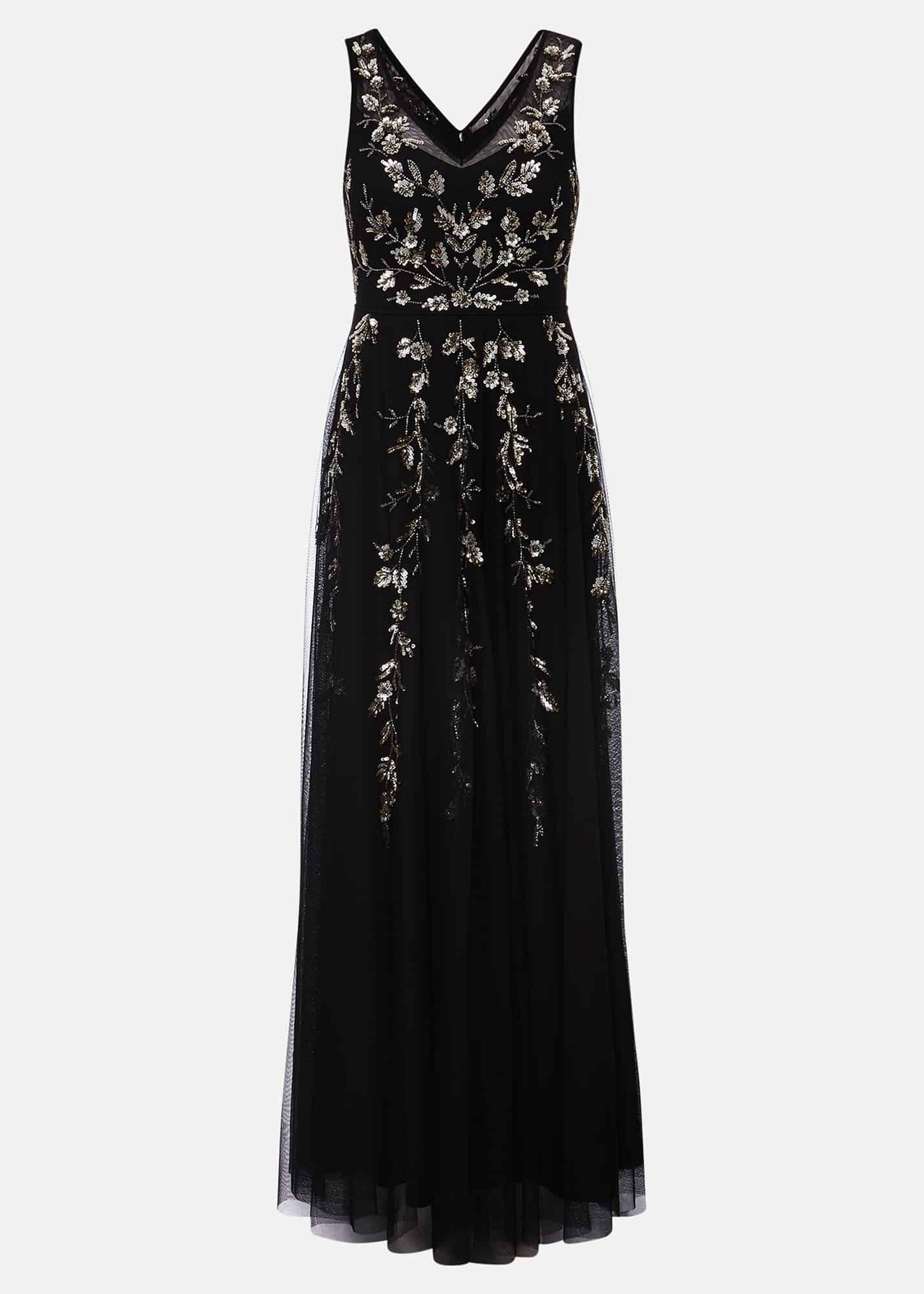 PHASE EIGHT Vanessa Beaded Belt Maxi Dress in Black | endource
