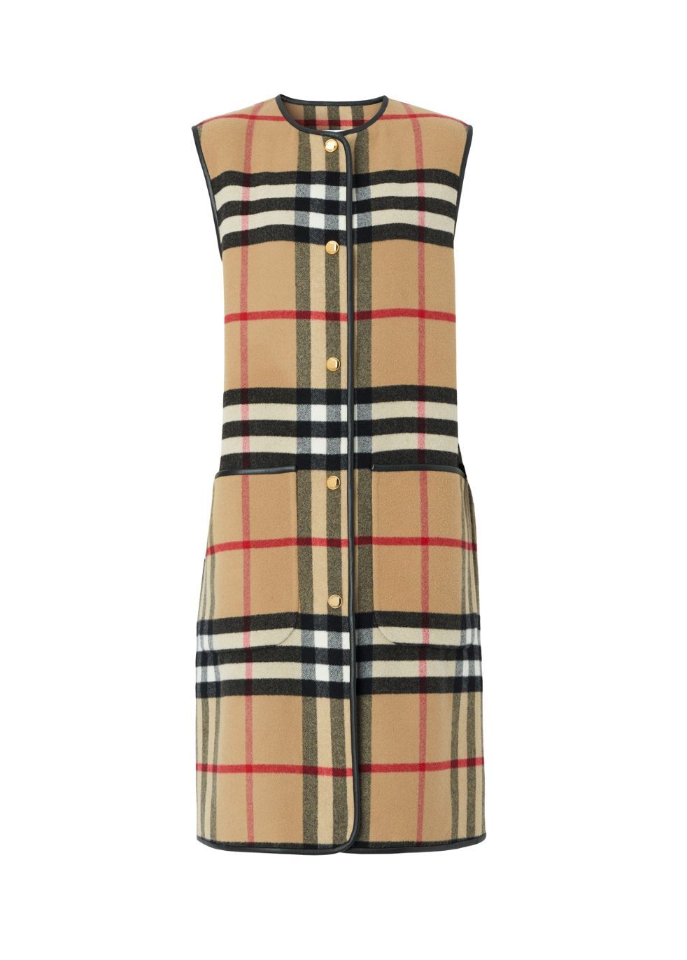 BURBERRY Check Technical Wool Long Heritage Warmer | endource