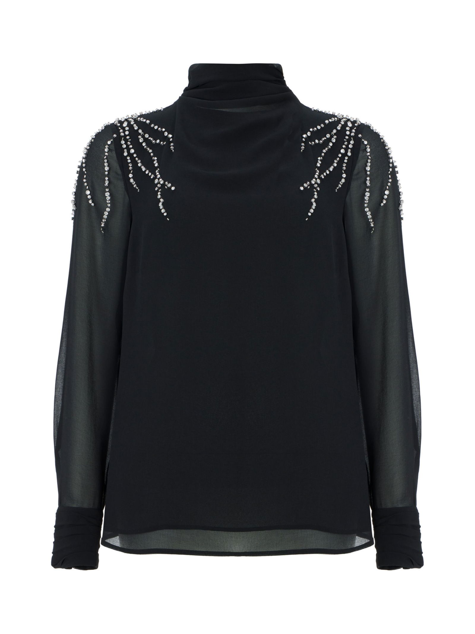 MINT VELVET Embellished Chiffon Top in Black | Endource