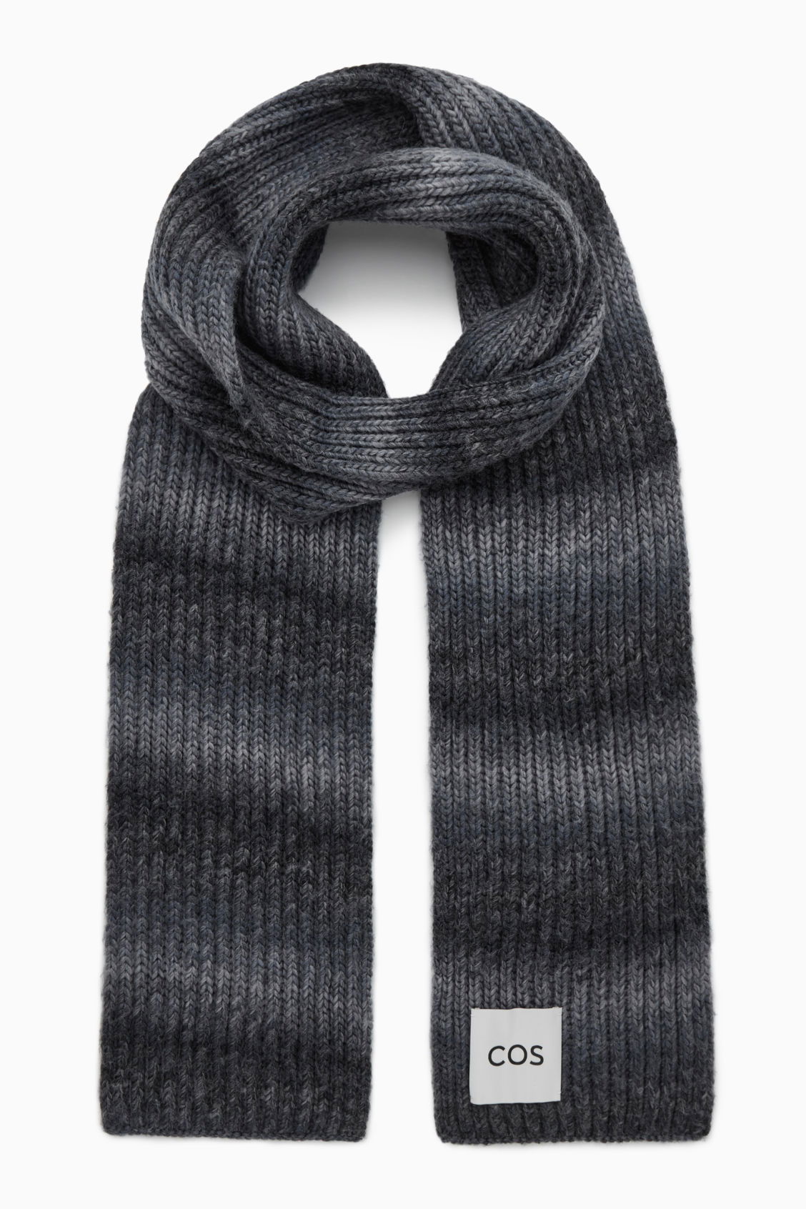 COS Gradient Wool-Knit Scarf in NAVY | endource