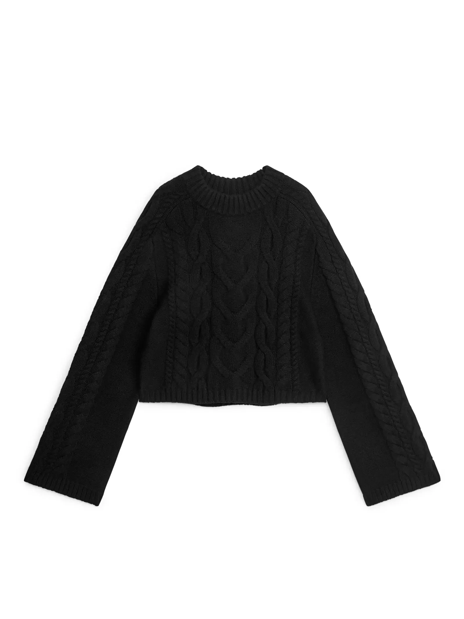 ARKET Cable-Knit Cropped Jumper in Black | Endource