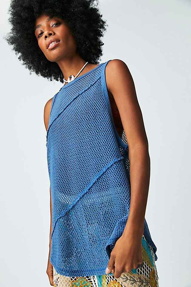 FREE PEOPLE Shore Side Muscle Tank in Coastal | endource
