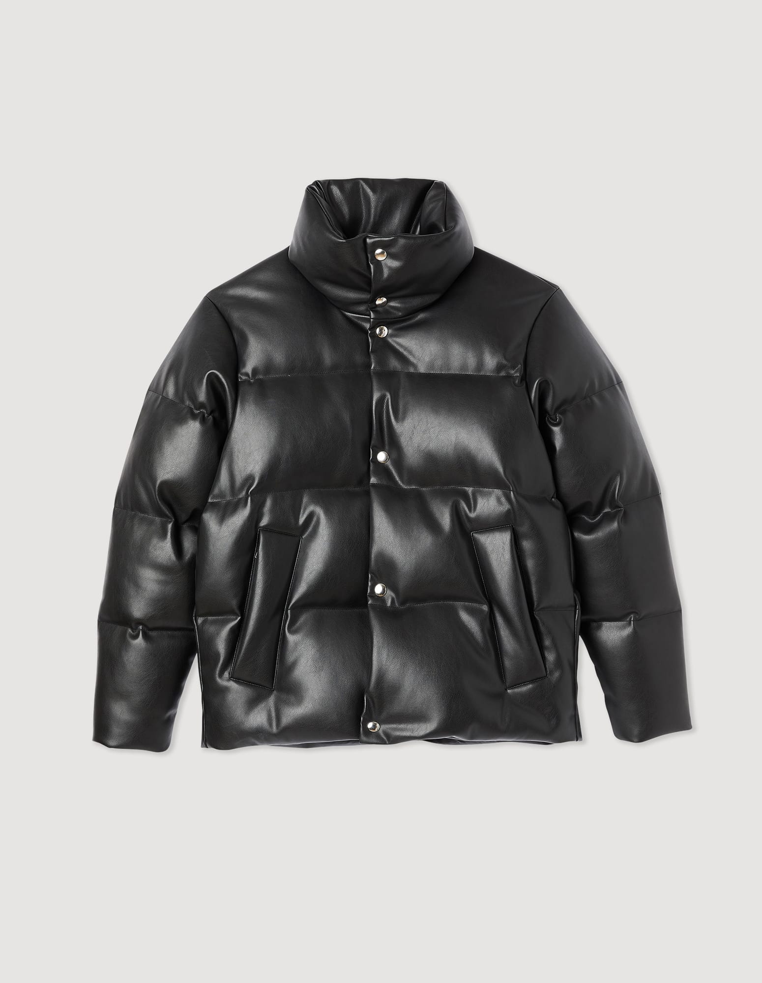 SANDRO Oversized Padded Jacket in Black | endource