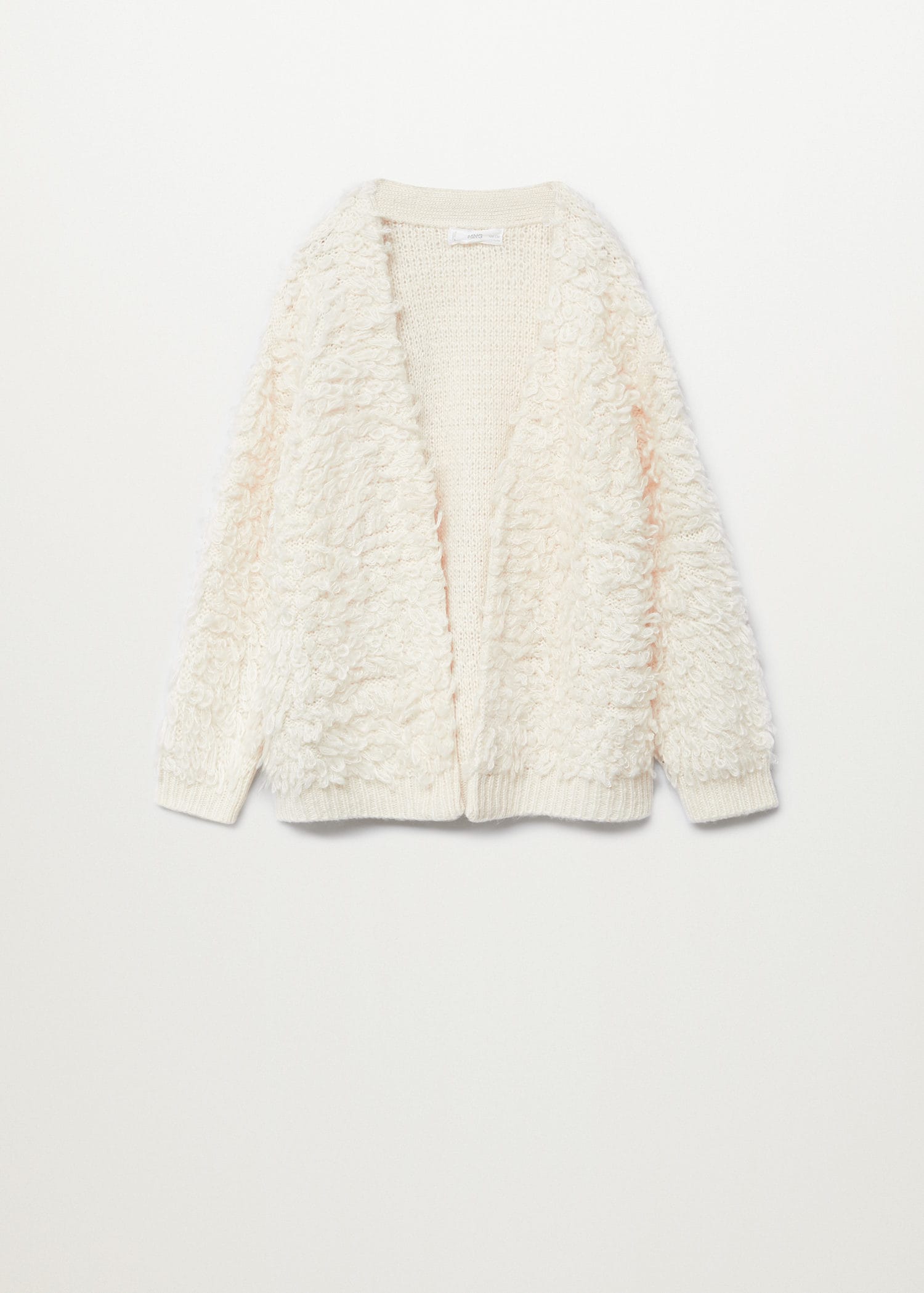 MANGO Knitted Frayed Cardigan in Off White | endource