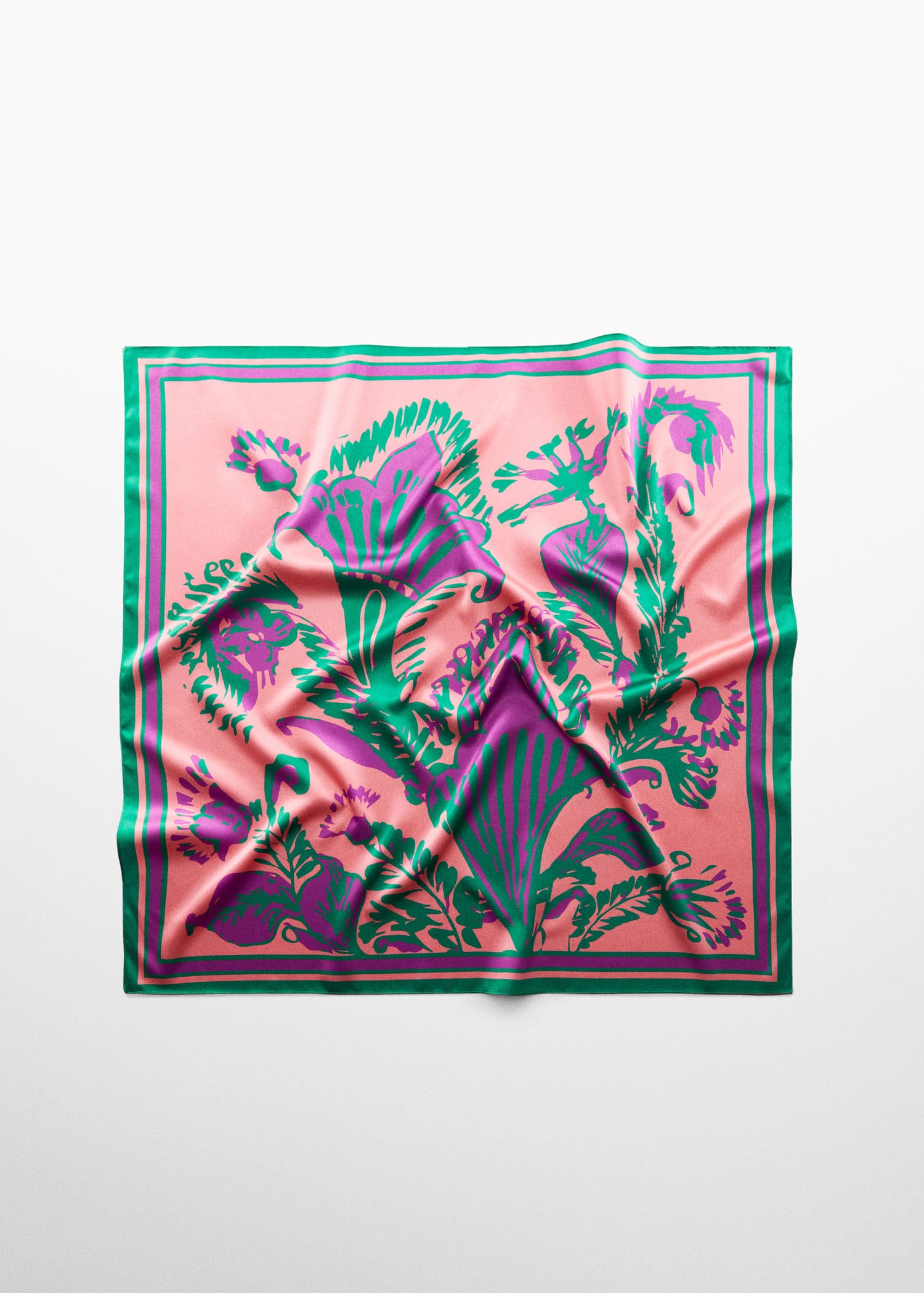 MANGO Printed Satin Scarf in Purple | Endource