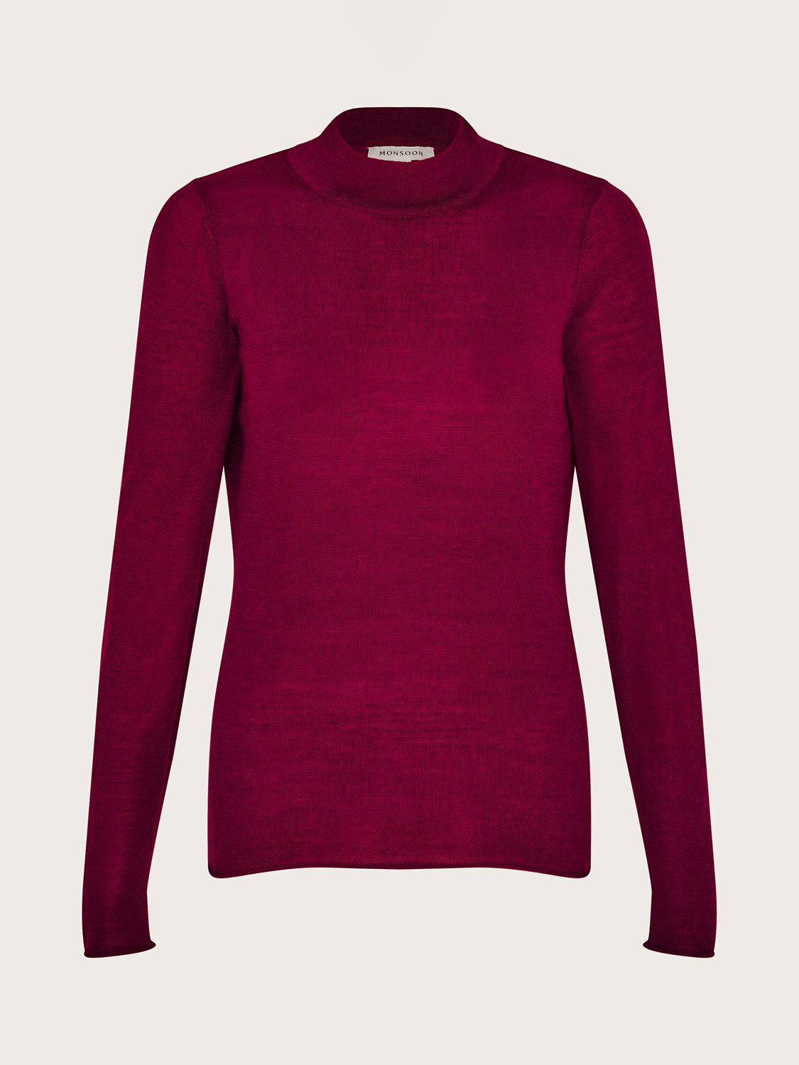 Monsoon Wool Blend Turtle Neck Jumper in Dark Pink | endource