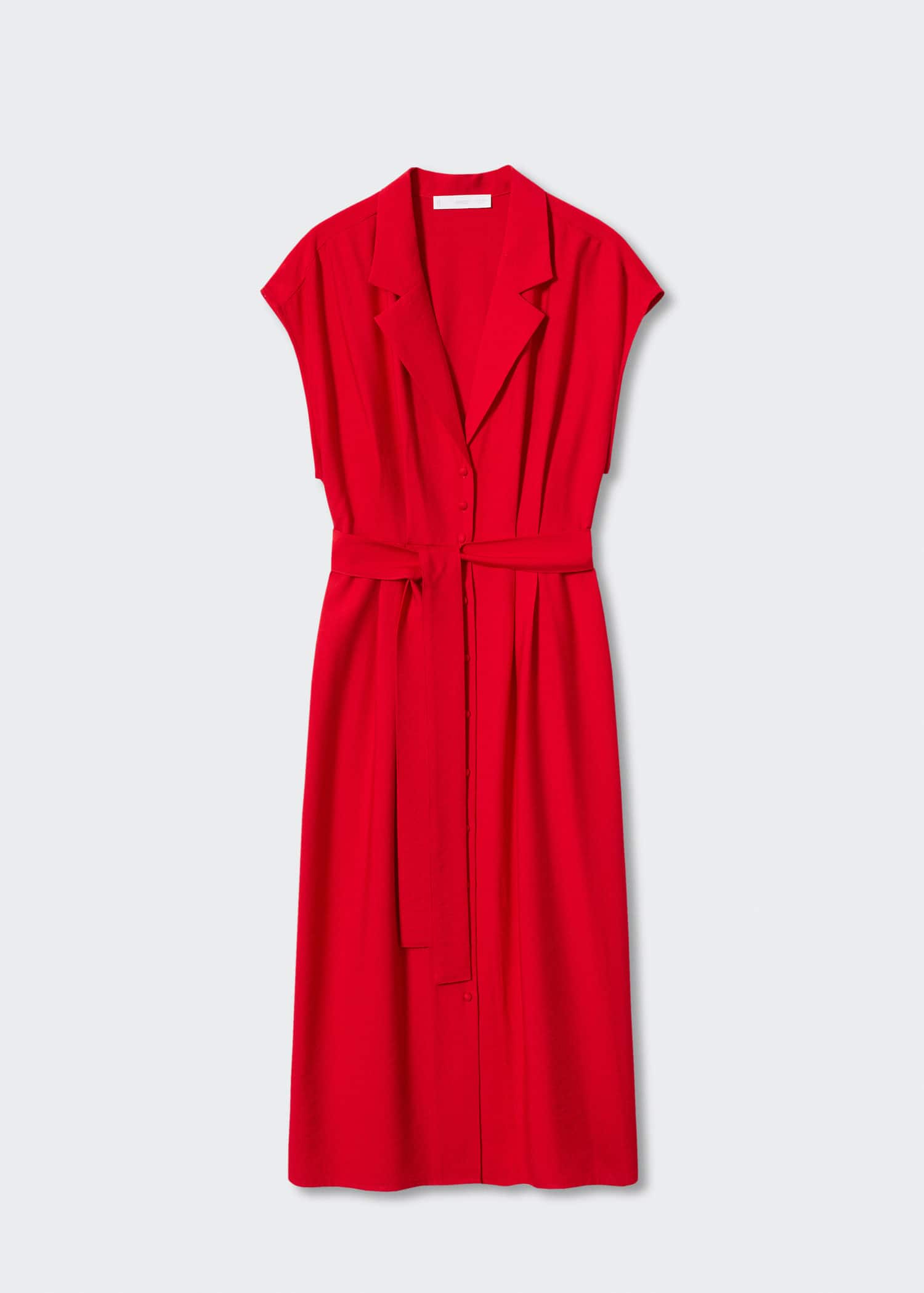MANGO Button Shirt Dress in Red | endource