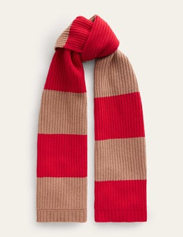 BODEN Colour Block Scarf in Brilliant Red/ Camel | endource