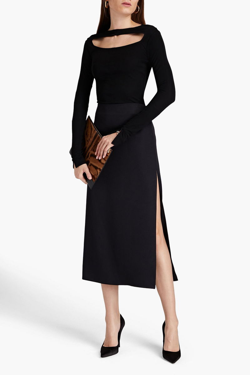 VICTORIA BECKHAM Cutout Crepe Top in Black | endource