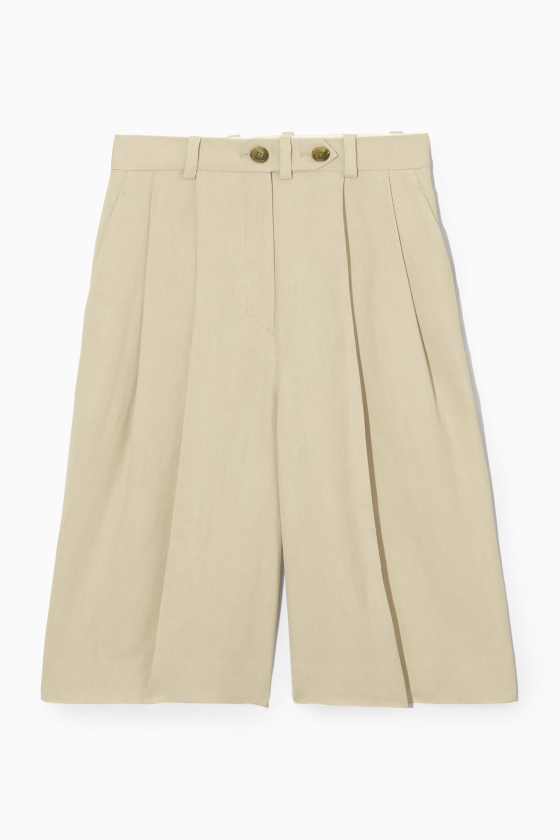 COS Tailored Linen-Blend Bermuda Shorts in LIGHT BEIGE | endource