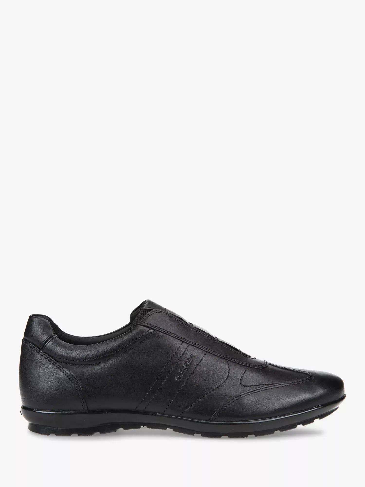 Geox Symbol Leather Slip On Trainers in Black | Endource