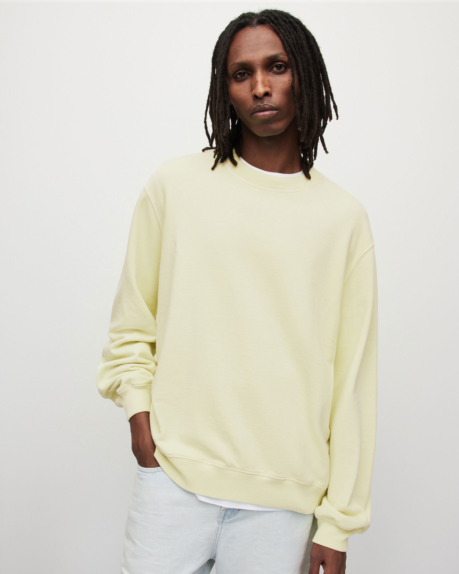 ALLSAINTS Rico Crew Sweatshirt in Chartreuse Green | Endource
