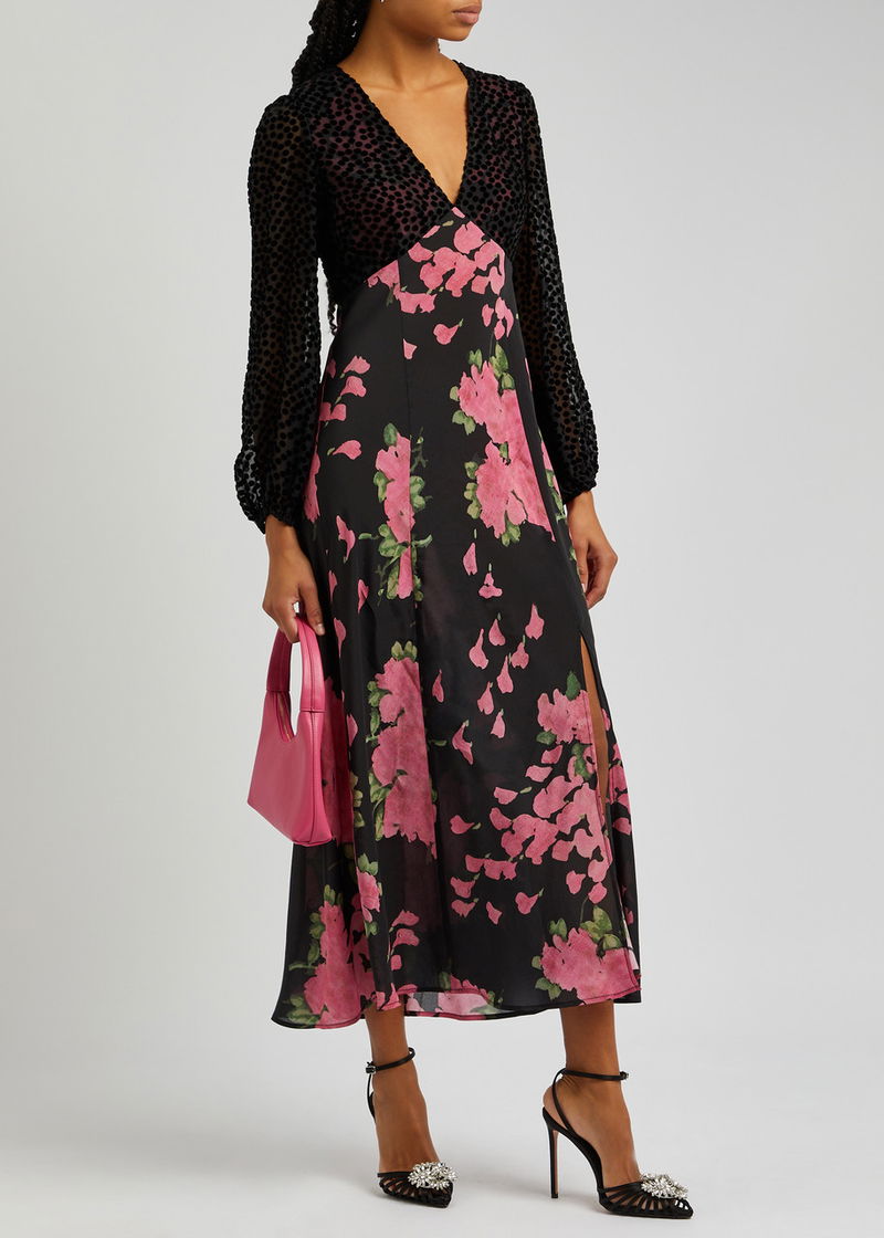 RIXO Melanie Floral-Print Silk Maxi Dress | endource