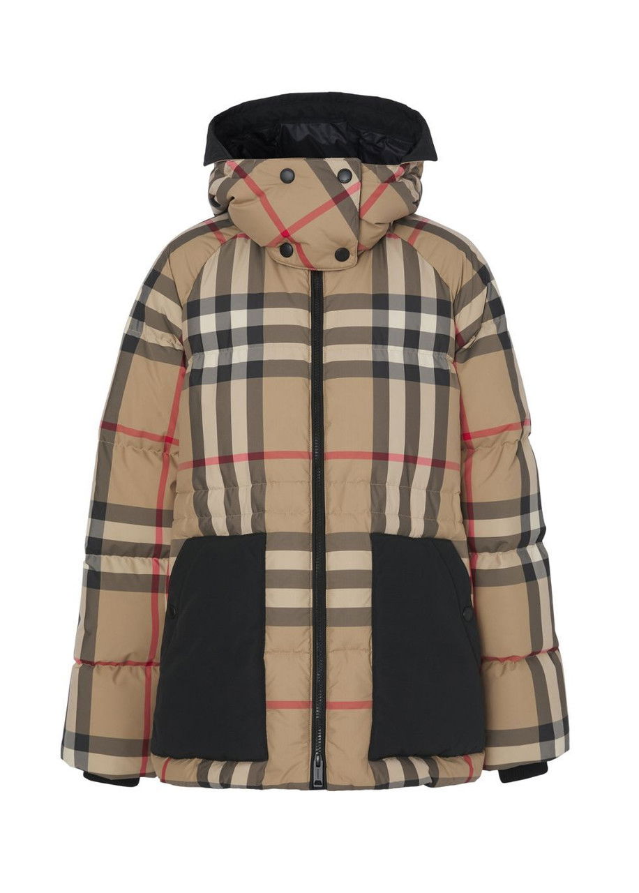 BURBERRY Detachable Hood Check Puffer Jacket | endource