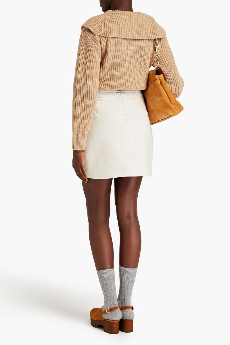 SANDRO Cotton-Blend Tweed Mini Skirt in White | Endource