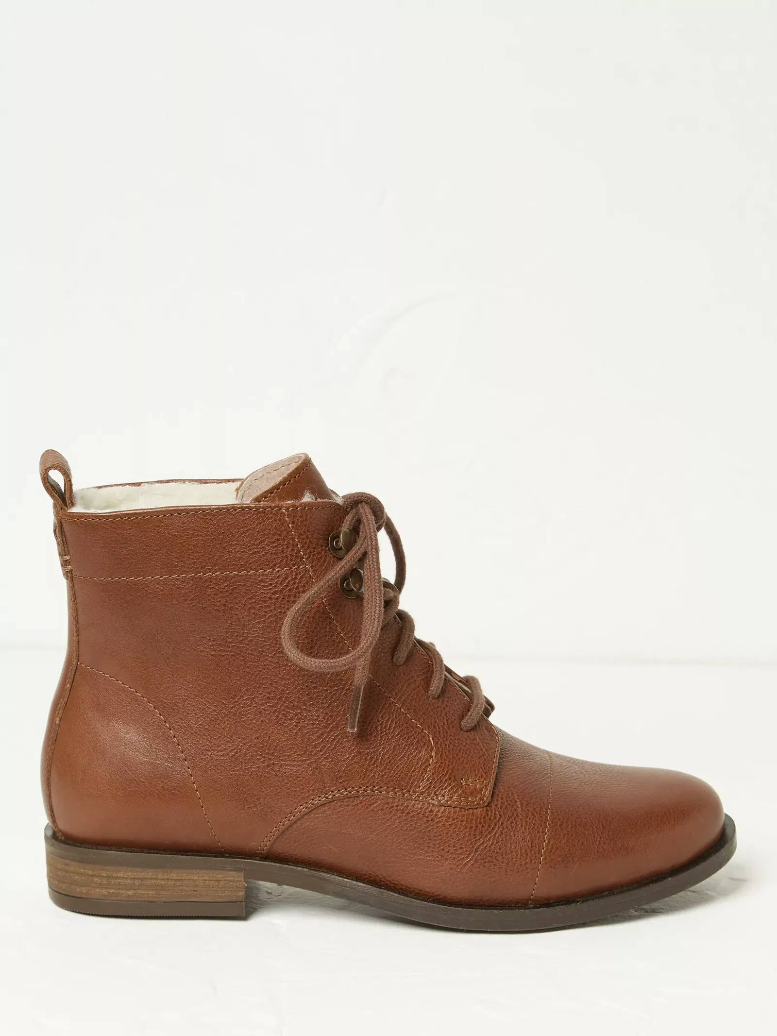 FATFACE Catrin Leather Lace Up Boots in Tan | Endource