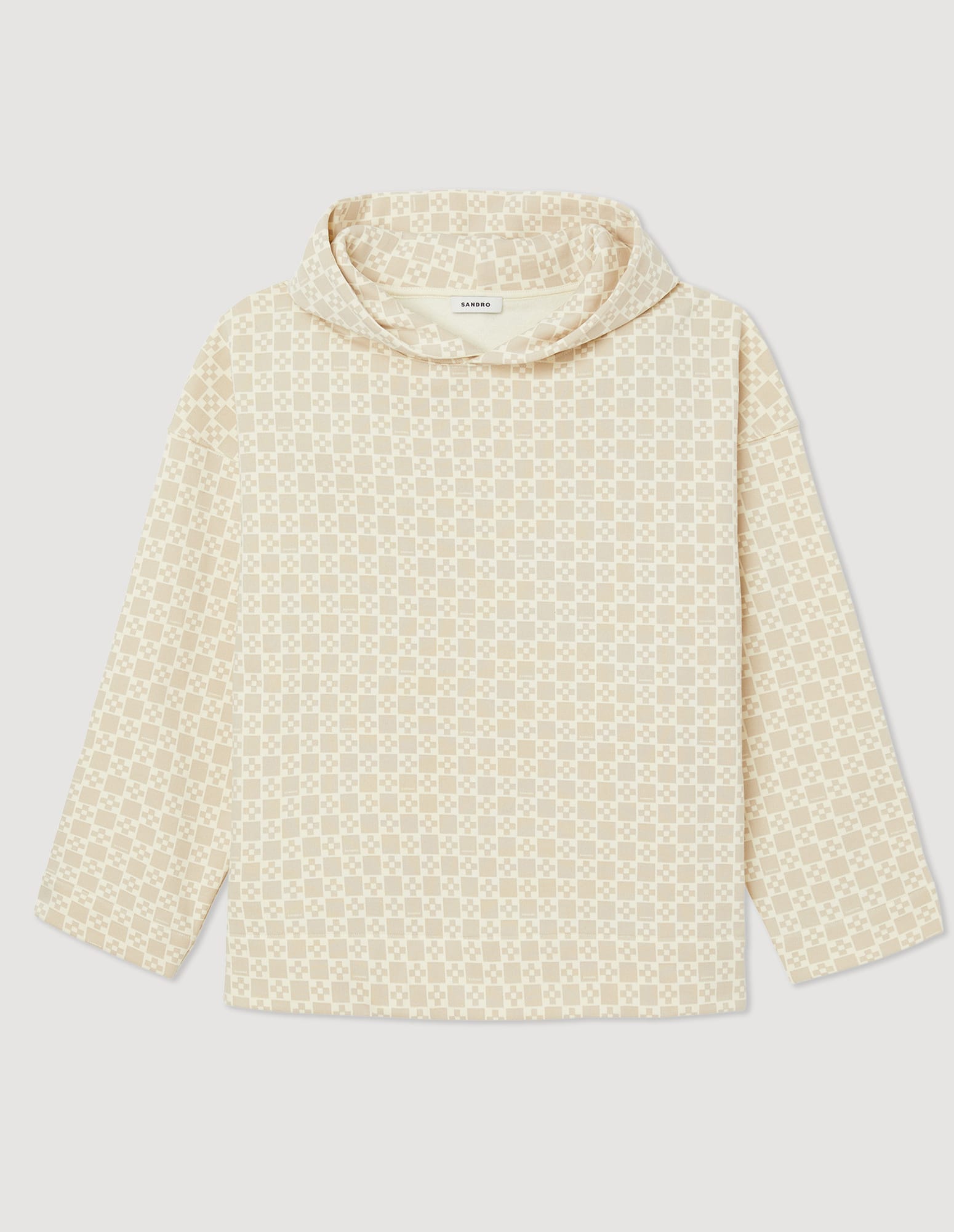 SANDRO Square Cross Hoodie in Ecru | endource