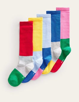 BODEN 5-Pack Boot Socks in Colourblock | endource