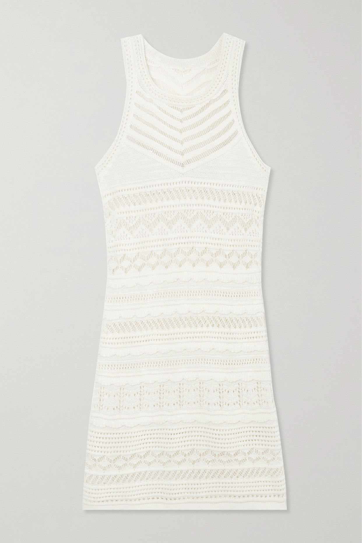 ISABEL MARANT Ava Pointelle-Knit Mini Dress in White | endource