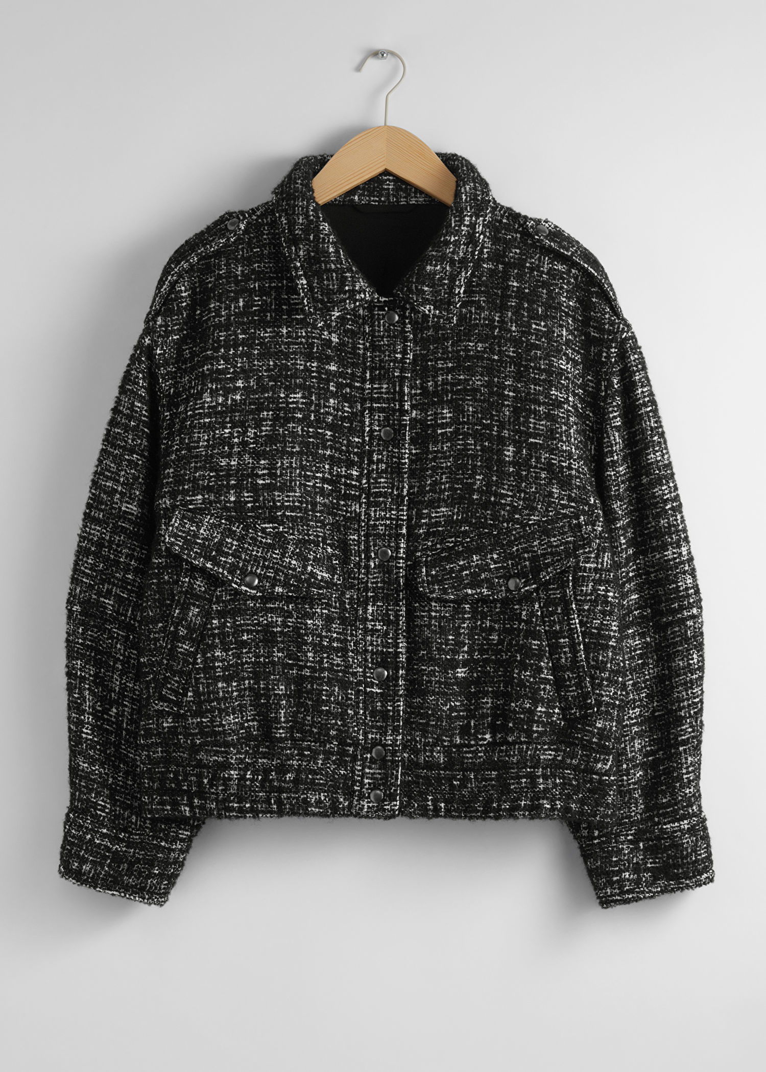 & OTHER STORIES Boxy Tweed Jacket in Black Tweed | Endource