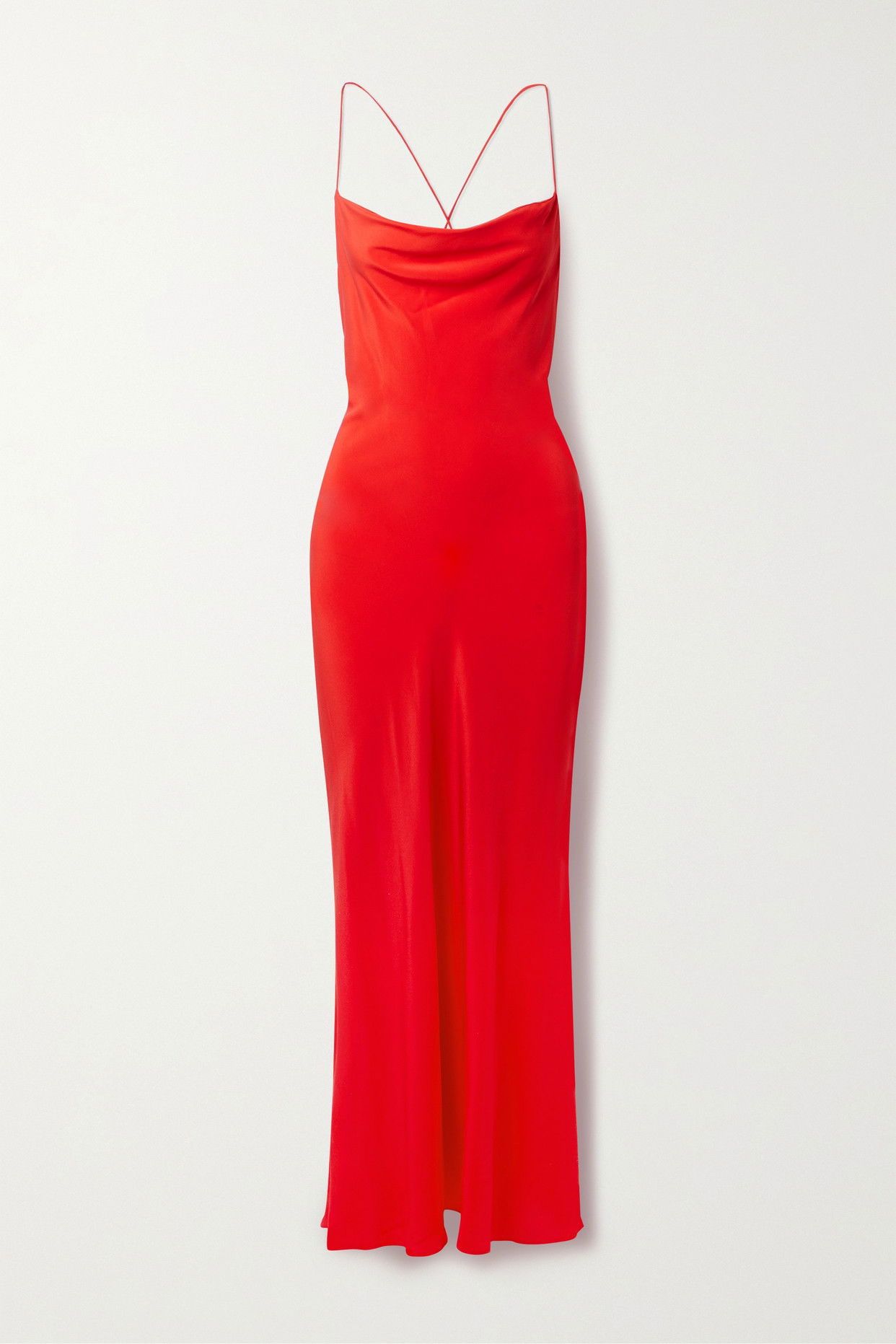 MATTEAU Draped Silk Maxi Dress in Red | endource