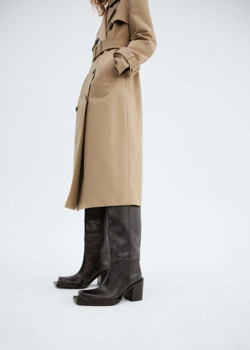 MANGO Leather Boots With Tall Leg in Black | endource