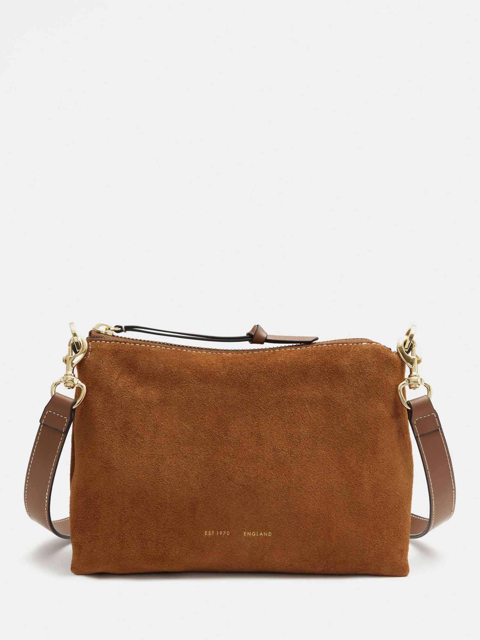 JIGSAW Ava Suede Cross Body Bag in Tan | endource