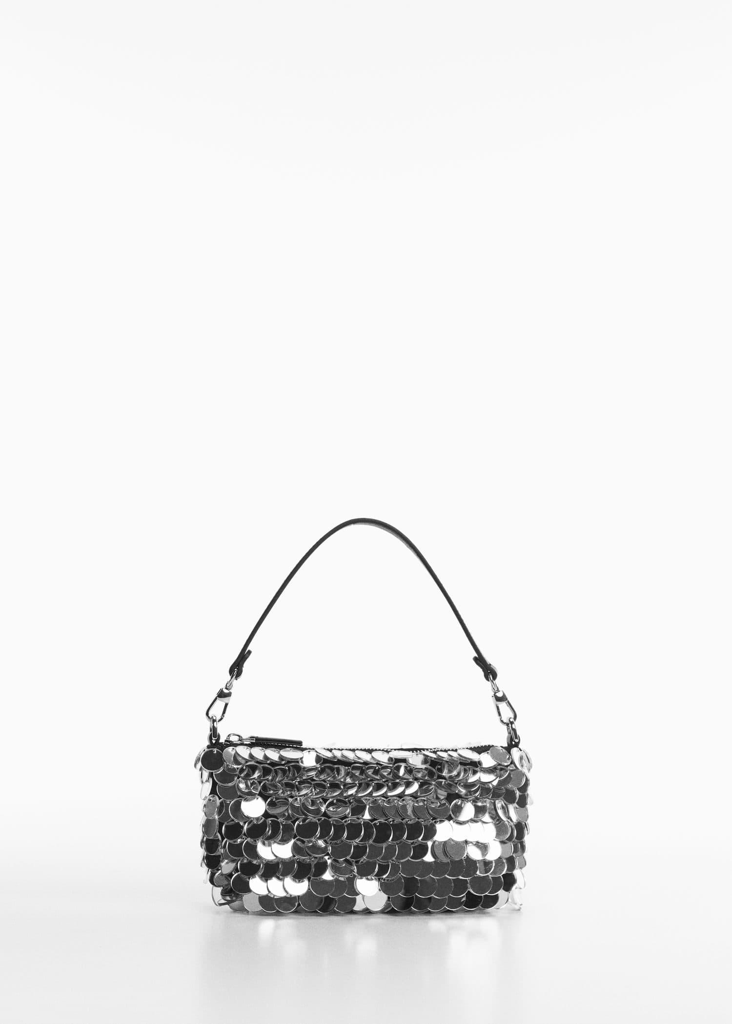 MANGO Short Handle Sequins Bag in Black | Endource