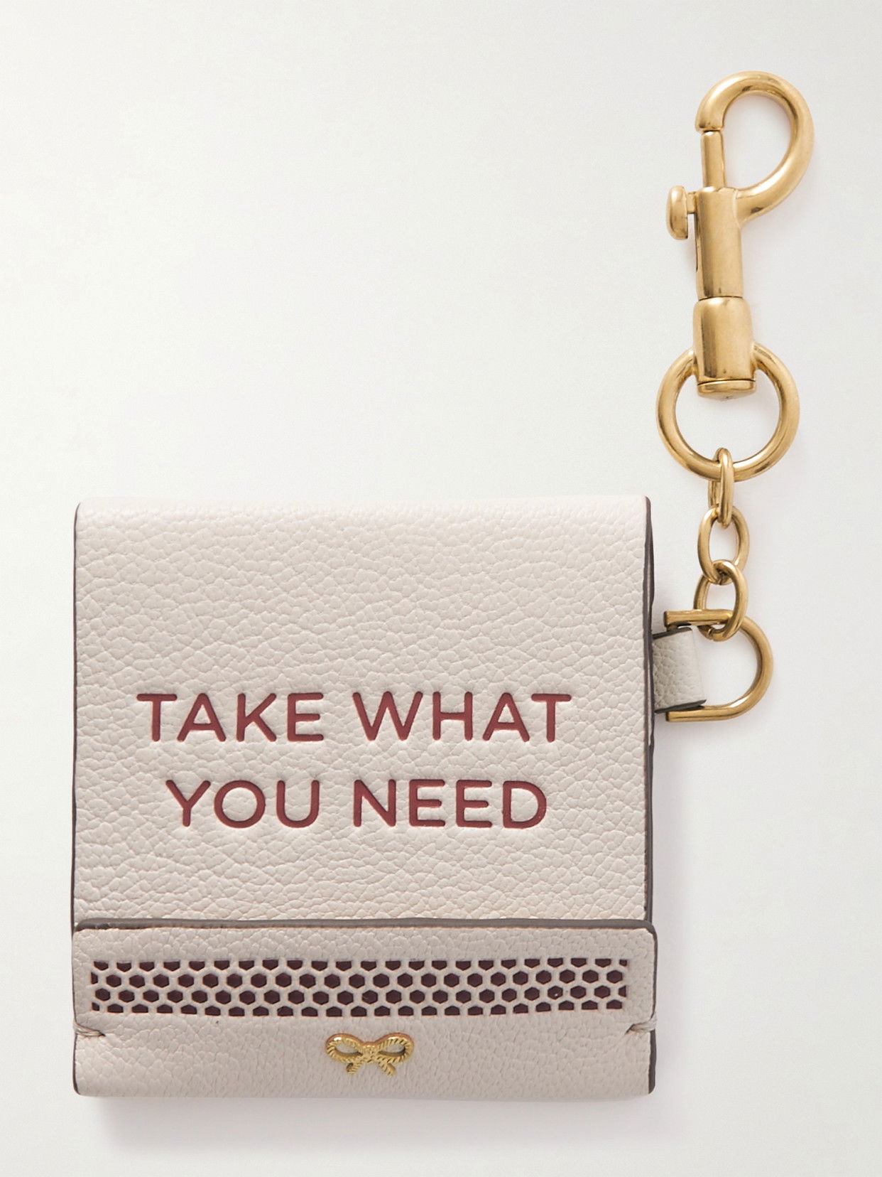 ANYA HINDMARCH Match Book Embossed Textured-Leather Keyring in Off ...