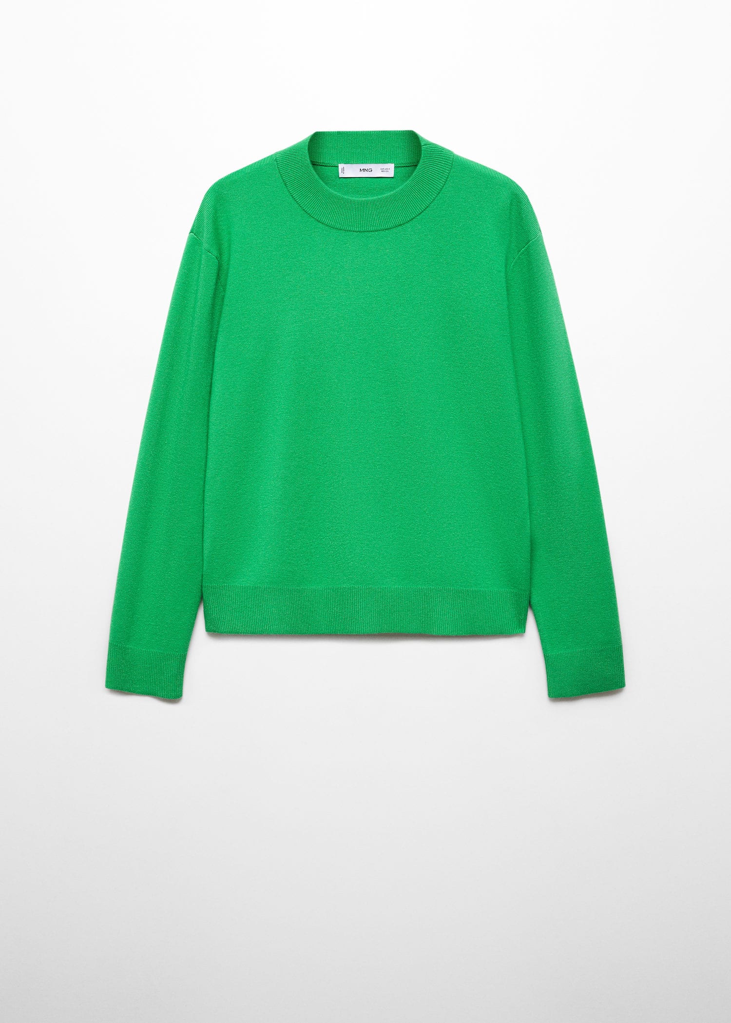 MANGO Round-Neck Knitted Sweater in Medium Brown | endource