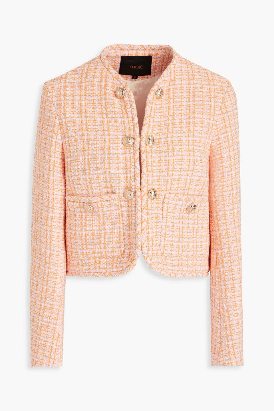 MAJE Cropped Tweed Jacket in Orange | Endource
