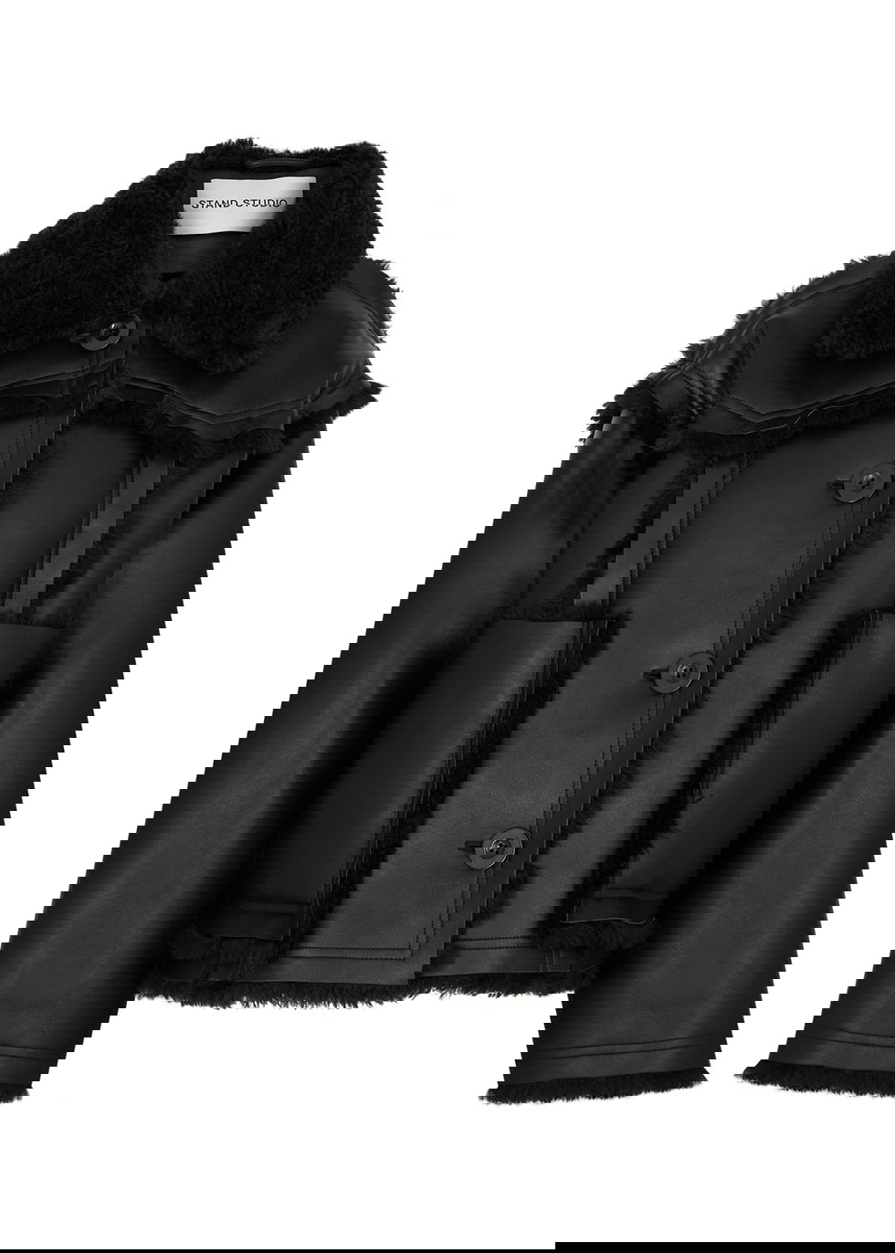 STAND STUDIO Callie Cropped Faux Leather Jacket | endource