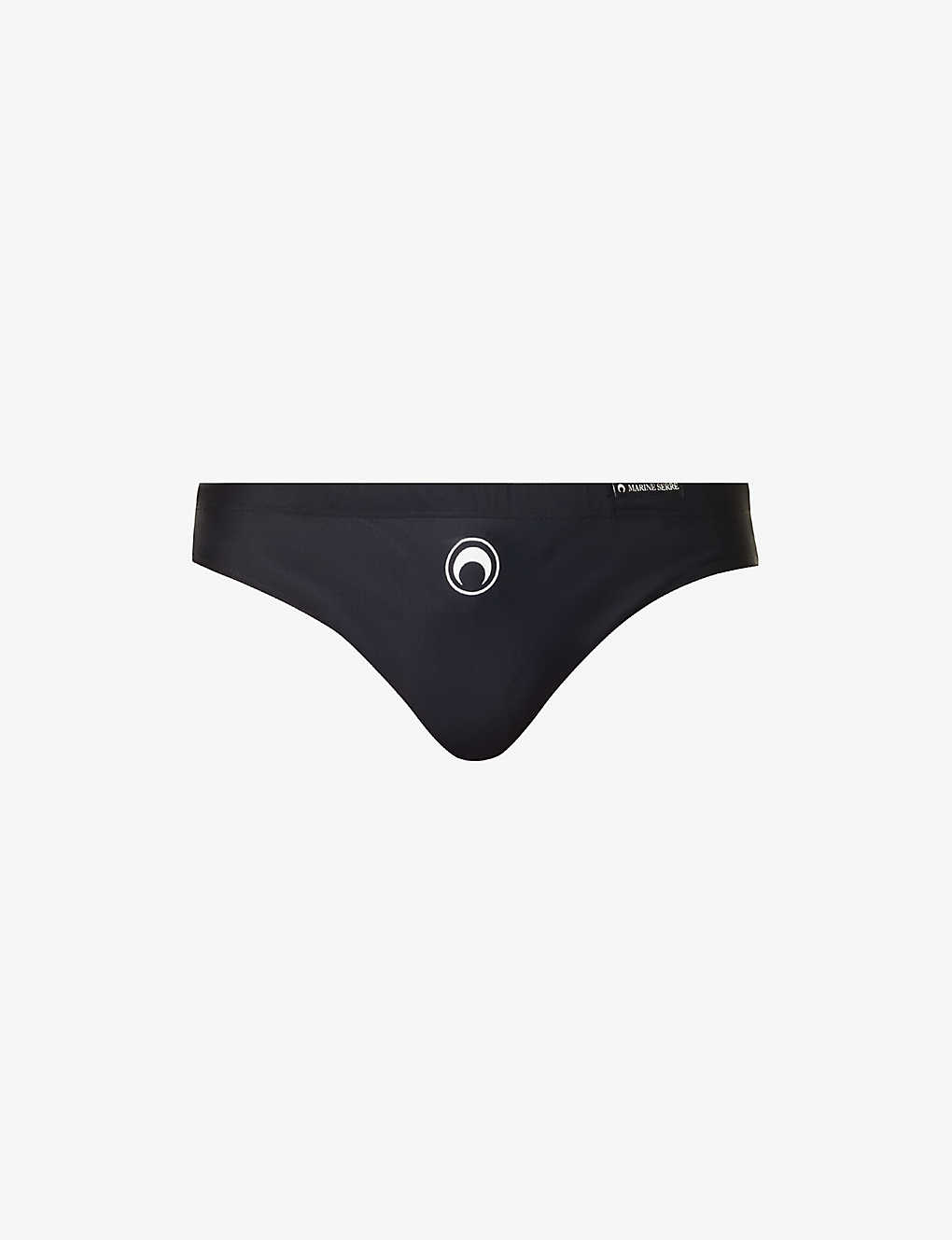 MARINE SERRE Moon-Print Low-Rise Swimming Briefs in BLACK | Endource