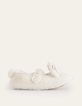 BODEN Fluffy Bunny Slippers in Ivory | endource