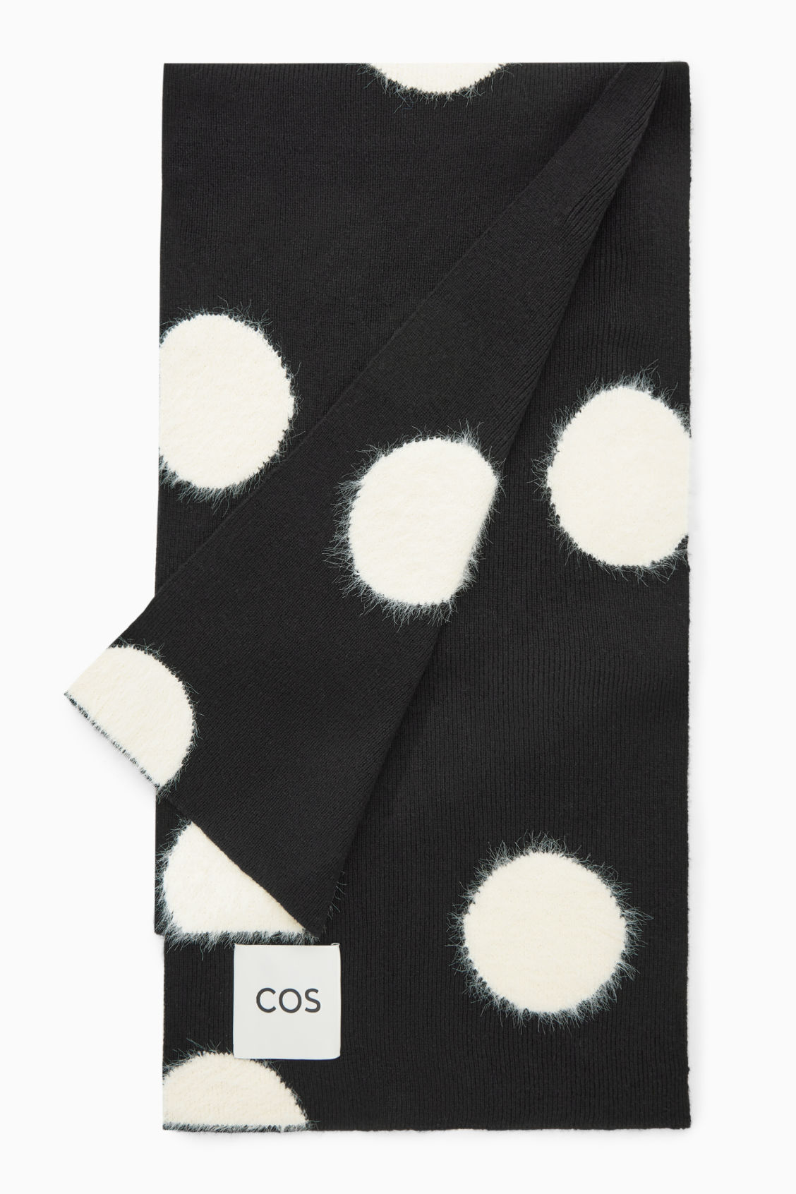 COS Polka-Dot Wool Scarf in BLACK / POLKA DOT | Endource