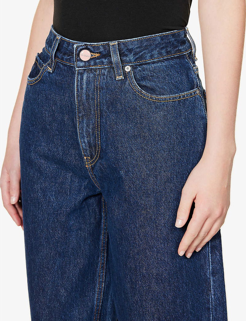 GANNI Stary Tapered-Leg High-Rise Organic-Denim Jeans in DARKBLUESTONE ...