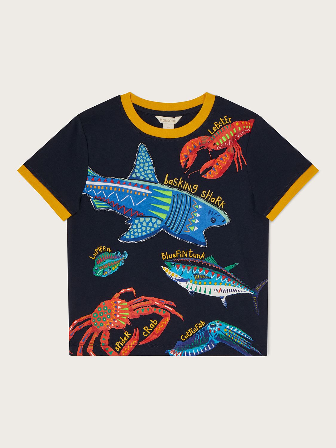 Monsoon WWF Fish Sew T-Shirt in Navy | Endource