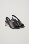 COS Leather Strapped Thong Heel Mules in Black | Endource