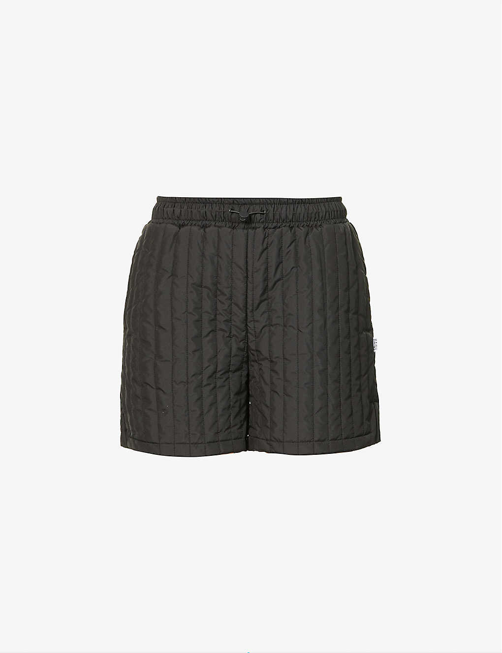 RAINS Liner Quilted High-Rise Shell Shorts in BLACK | endource