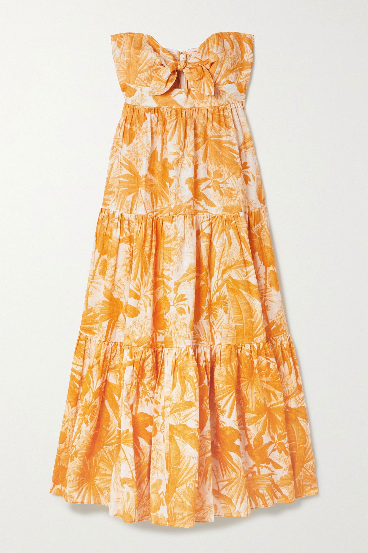 ZIMMERMANN Mae Cutout Tie-Detailed Printed Linen Maxi Dress | endource