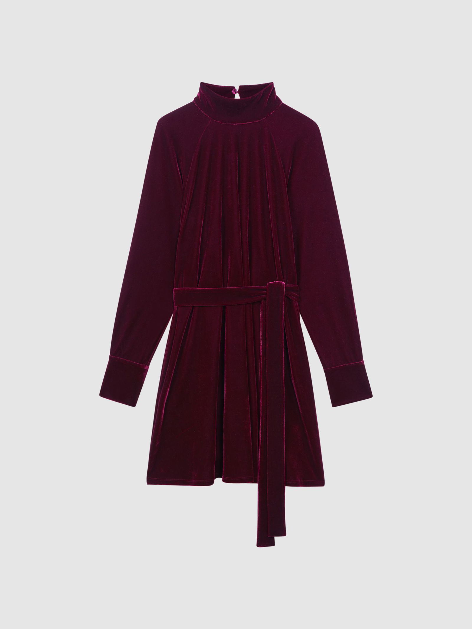Reiss Essie Velvet Belted Mini Dress In Berry Endource