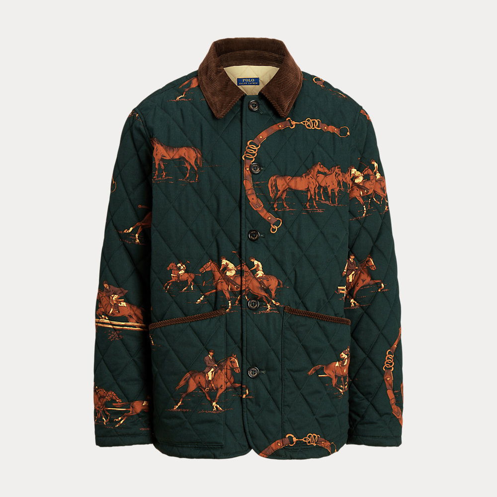 POLO RALPH LAUREN Equestrian-Print Twill Barn Coat in Multi | endource