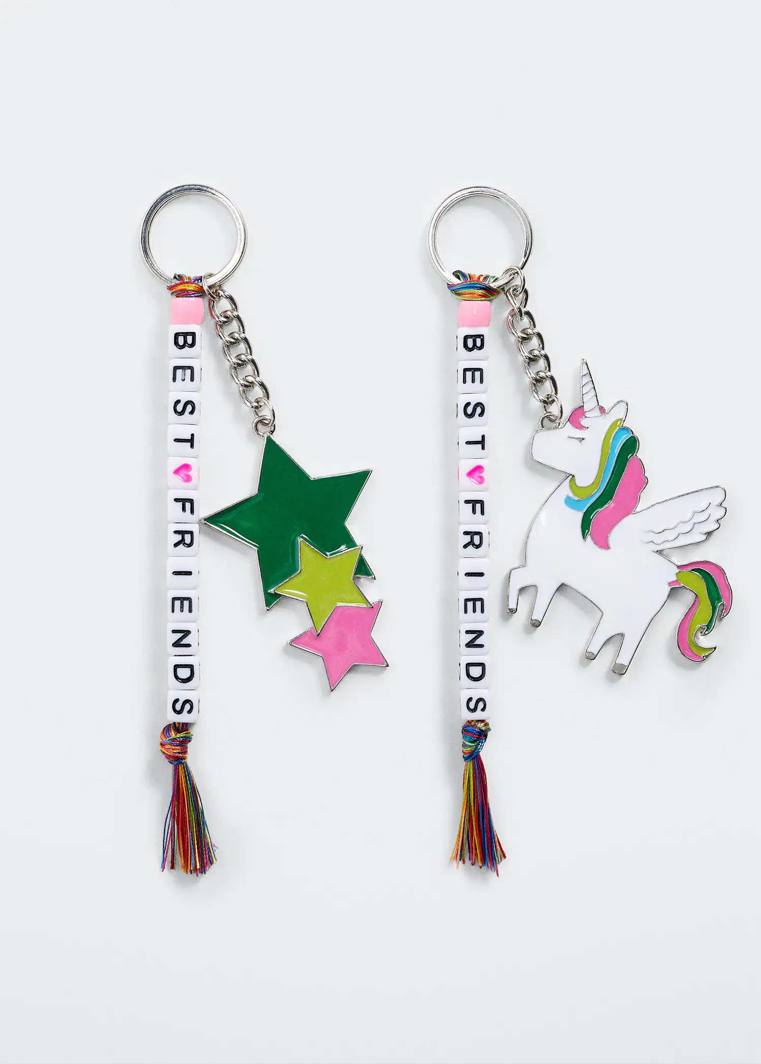 MANGO Pack Of 2 Best Friends Keychains in Silver | endource