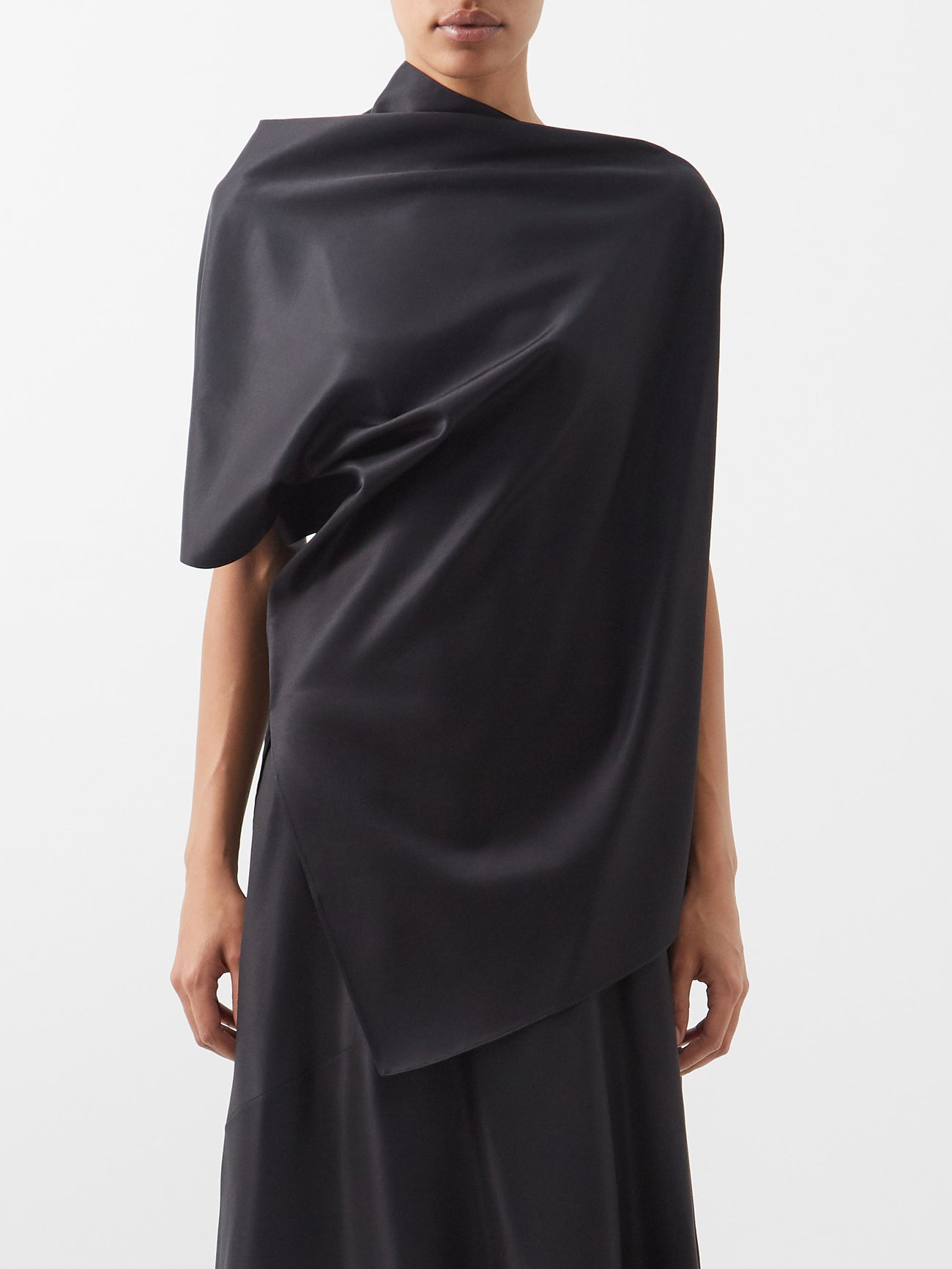 THE ROW Kasper Draped Silk-Blend Satin Top | endource