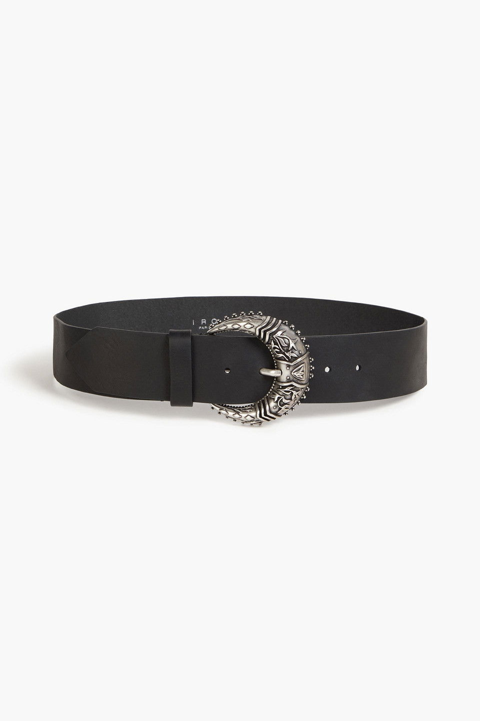 IRO Burnished Pebbled-Leather Belt in Black | endource